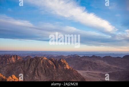 Beautiful sunrise on the top of Mousa Mountain in Egypt, South Sinai ...