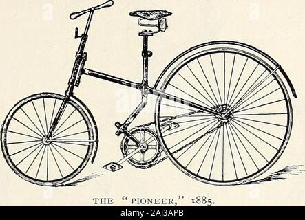 First chain-driven 'Safety Bicycle' of 1874, illustrated in a 19th ...
