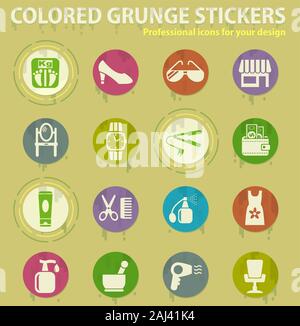 beauty salon web icons in grunge style for user interface design Stock ...