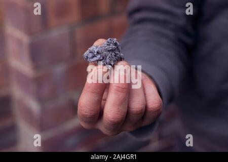 Fluff / lint on laundry after removing from clothing dryer isolated on ...