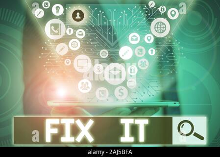 Conceptual hand writing showing Fix It. Concept meaning Fasten ...