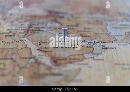 world map with map pins in some capital cities Stock Photo - Alamy