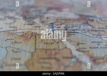 world map with map pins in some capital cities Stock Photo - Alamy
