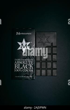 Montezuma's absolute black dark chocolate. 100% Cocoa Stock Photo - Alamy