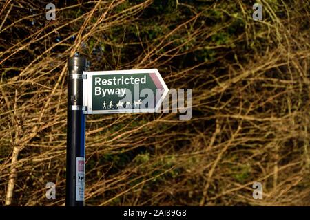 Restricted Byway sign in the countryside around Boughton Monchelsea ...