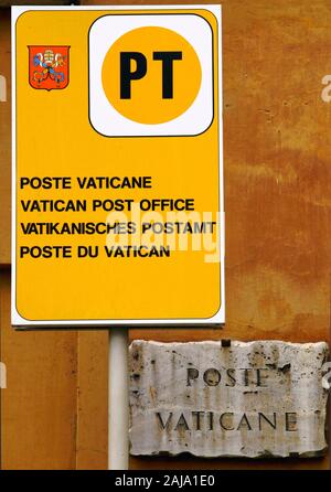 Sign for the Vatican Post Office (Poste Vaticane) in St. Peter's Square ...