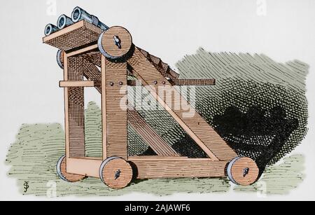 Artillery war weapon. Infernal machine or organ cannon. It was a cannon ...