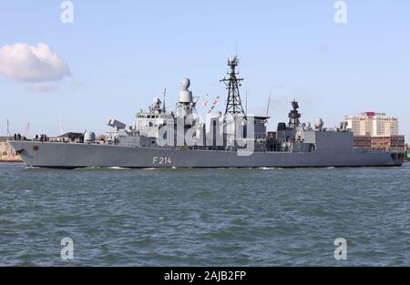 FGS Lubeck (F214), a F122 Bremen-class frigate operated by the German ...