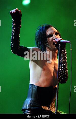 American rock singer Marilyn Manson on stage during the 'MTV Icon of ...