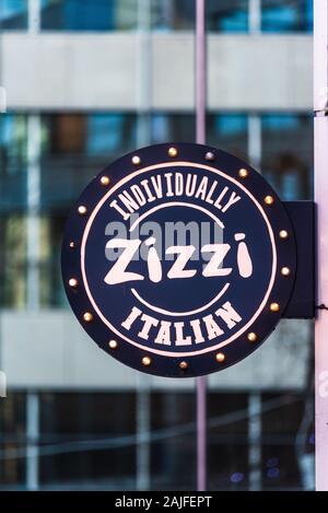 The Zizzi Italian Restaurant sign in Wokingham in the UK Stock Photo ...