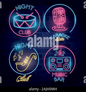 bundle of bar labels neon lights Stock Vector Image & Art - Alamy