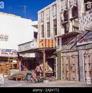 Sharjah. Colourful Sharjah at the old Suq market place with small shops ...