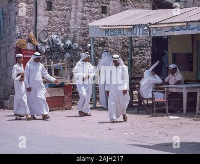 Sharjah. Colourful Sharjah at the old Suq market place with small shops ...
