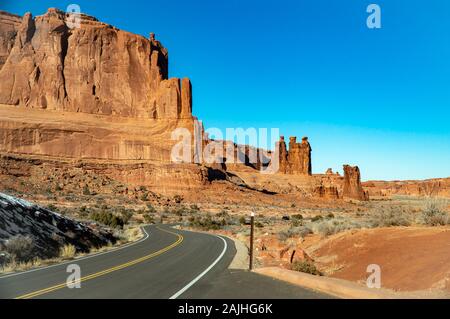 The Three Gossips, famous orange rock formation near Arches National ...