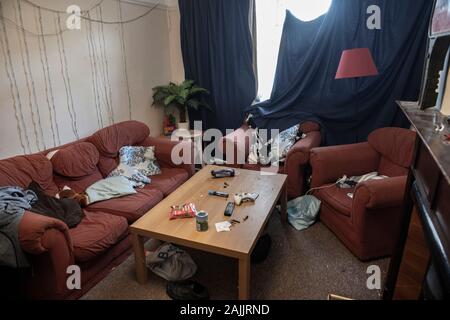 The messy interior of a student university house Stock Photo - Alamy