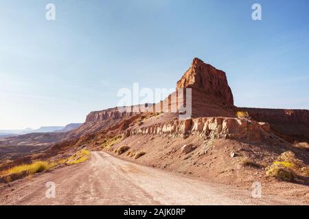 Road in the prairie country. Deserted natural travel background Stock ...