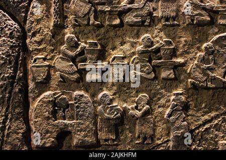 Ancient Sumerian pictographs etched into a wall at the Milwaukee Public ...