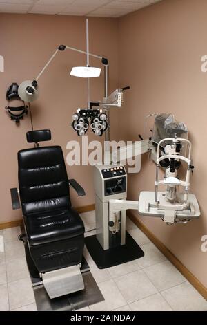 Equipment in an exam lane for an optometrist or ophthalmologist in an ...