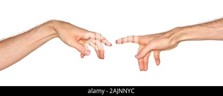The Creation of Adam. The hand of Man and The hand of God. A section of ...