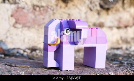 Single toys elephant from kids blocks Stock Photo - Alamy