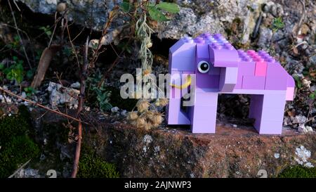 Single toys elephant from kids blocks Stock Photo - Alamy