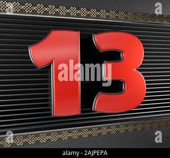 3d illustration, 13 anniversary. golden numbers on a festive background ...