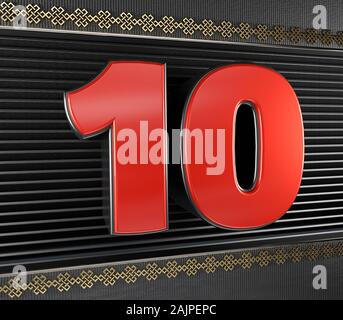 3D Shiny Red Number Ten 10 Isolated on White Background Stock Photo - Alamy
