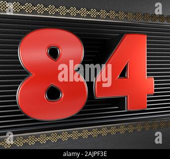 Golden number eighty-four (84 years) on white background with pattern ...