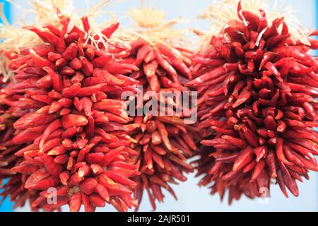 Mexican ristra dried red chile chili peppers hanging as decoration on ...