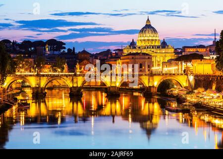 Saint Peter Basilica Tiber river in Rome Italy Stock Photo - Alamy