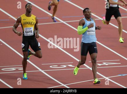 Demish Gaye (Jamaique) and Isaac Makwala (Botswana) during the 3eme ...