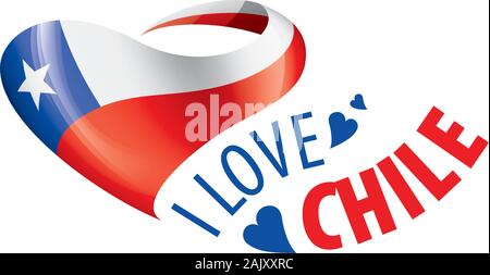 The national flag of the Chile and the inscription I love Chile. Vector ...