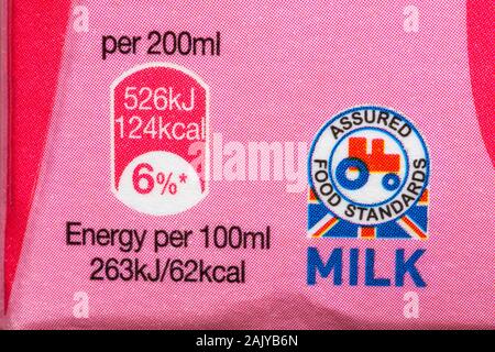 little red tractor logo symbol assured food standards on carton of Moo ...