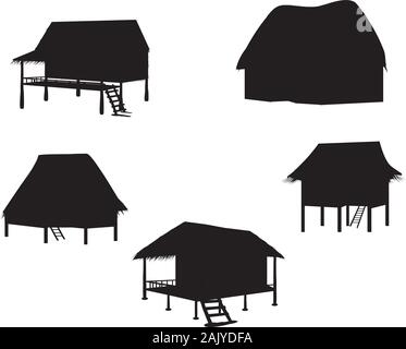 silhouette straw hut on white background vector design Stock Vector ...