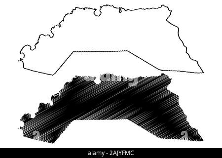 Hanover Parish (Parishes of Jamaica) map vector illustration, scribble ...