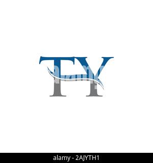 ty t y alphabet letter logo icon combination design with rainbow color ...