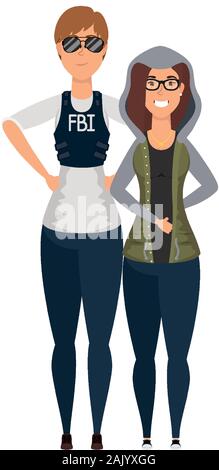 young women fbi agent and girl characters Stock Vector Image & Art - Alamy
