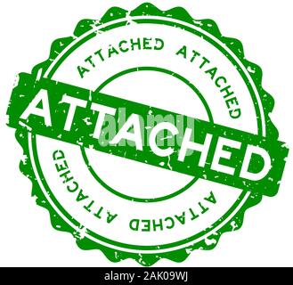 Grunge green attached word round rubber seal stamp on white background ...