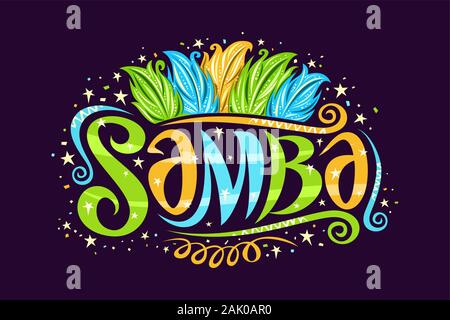 Vector logo for Brazilian Samba, decorative sign board for samba school ...