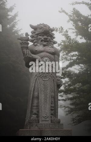 The statue of the pagan god of Slavs Radegast on mountain Radhost - the ...