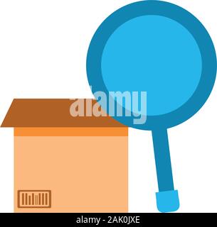 Box and lupe design, Delivery logistics transportation shipping service ...