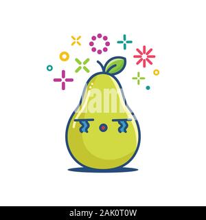 pear sad crying fruit kawaii icon image Stock Vector Image & Art - Alamy