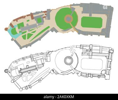 Windsor Castle floor plan, illustration from early 1900s Stock Photo ...