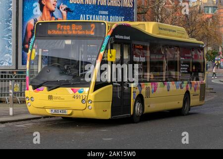 Manchester city transport free bus the MetroShuttle Stock Photo - Alamy