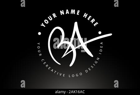 BA Handwritten Letters Logo Design with Circular Letter Pattern ...