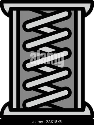 Inductor coil icon. Black background with white. Vector illustration ...