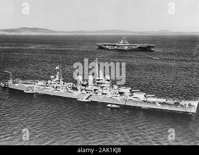 USS Wichita (CA-45) and USS Wasp (CV-7) in Scapa Flow in April 1942 ...