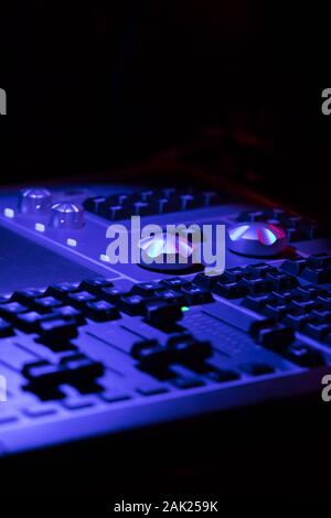 Audio mixing mixer board sliders from a professional music and sound ...