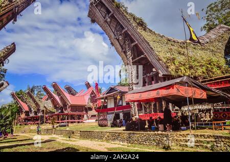 Traditional houses of the Toraja people, Sulawesi island, Indonesia ...