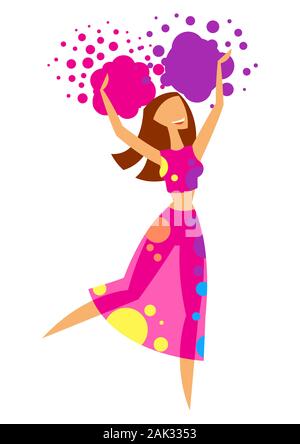 Happy dansing girl throw paint Stock Vector Image & Art - Alamy